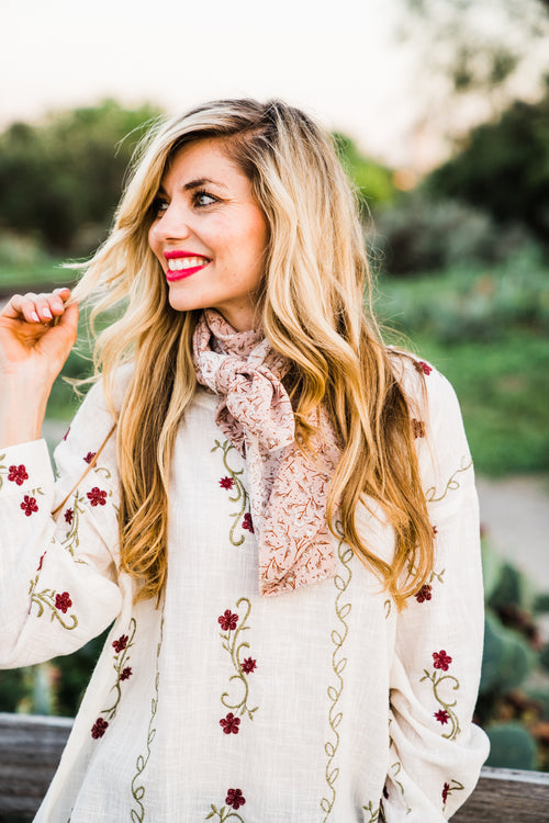 blush pink floral wild rag